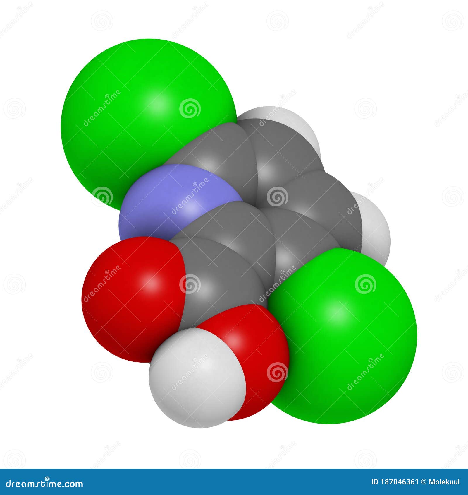 Clopyralid Herbicide Molecule. 3D Rendering. Stock Illustration ...