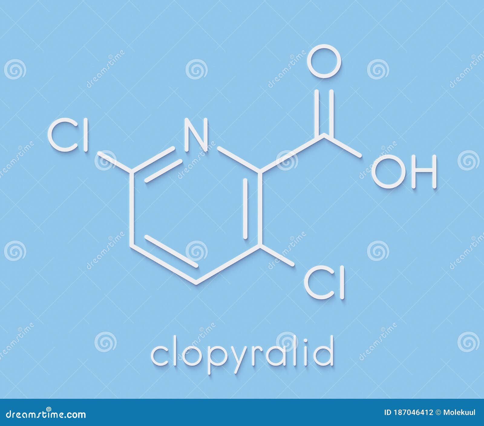 Clopyralid Herbicide Molecule. Skeletal Formula. Stock Illustration ...
