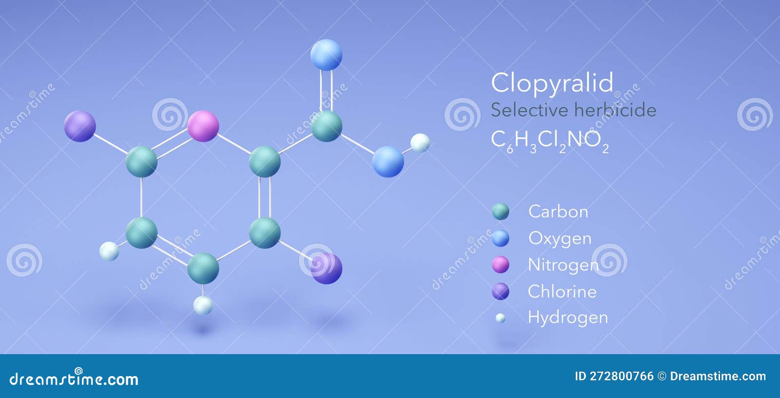 Clopyralid Molecule, Molecular Structures, Herbicide, 3d Model ...