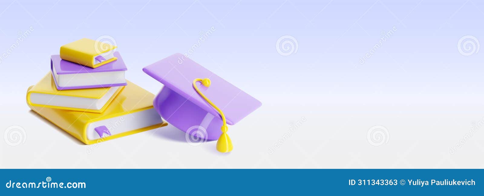 Close Book Stack with Bookmarks and Graduation Hat Stock Vector ...