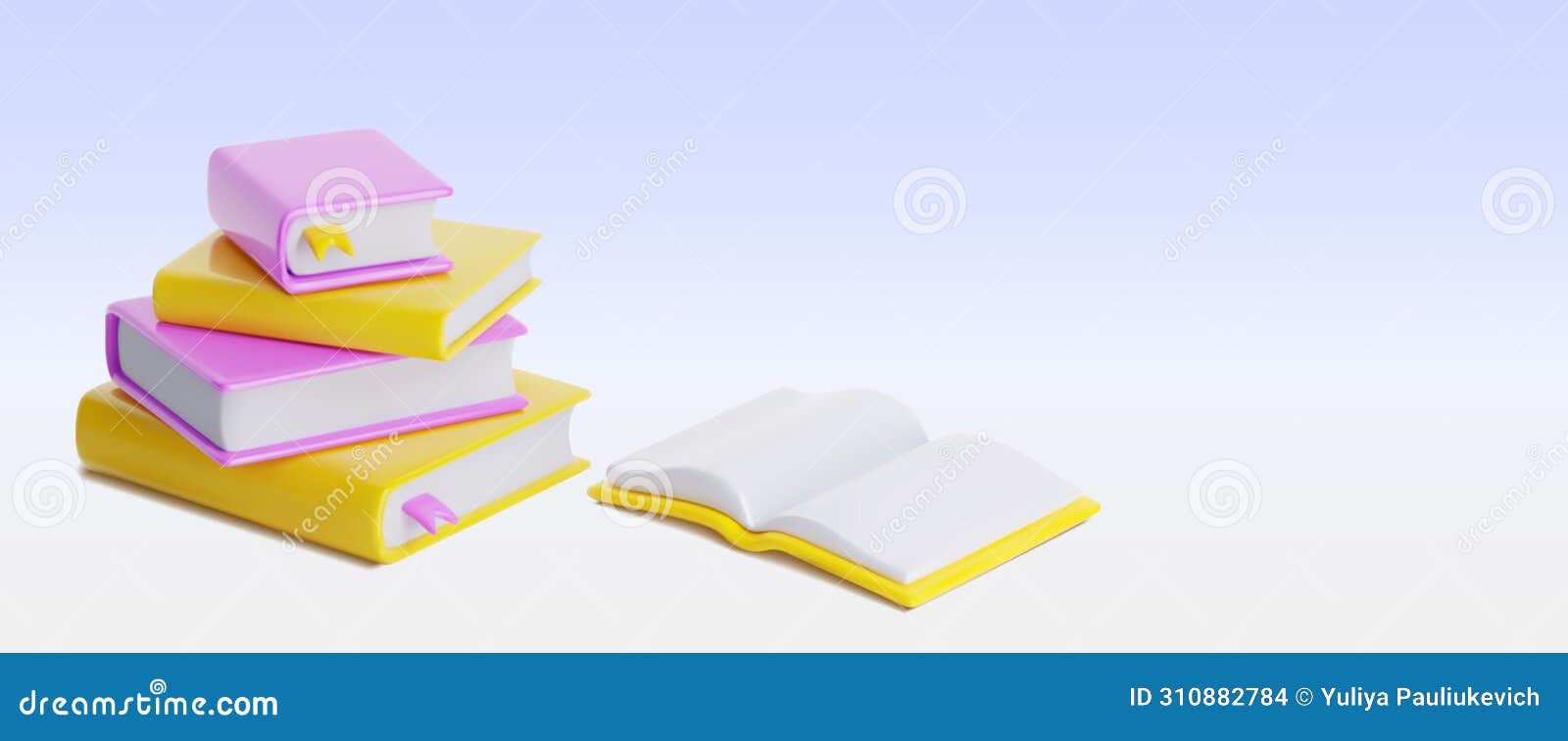 Close Book Stack with Open One 3d Stock Vector - Illustration of tower ...