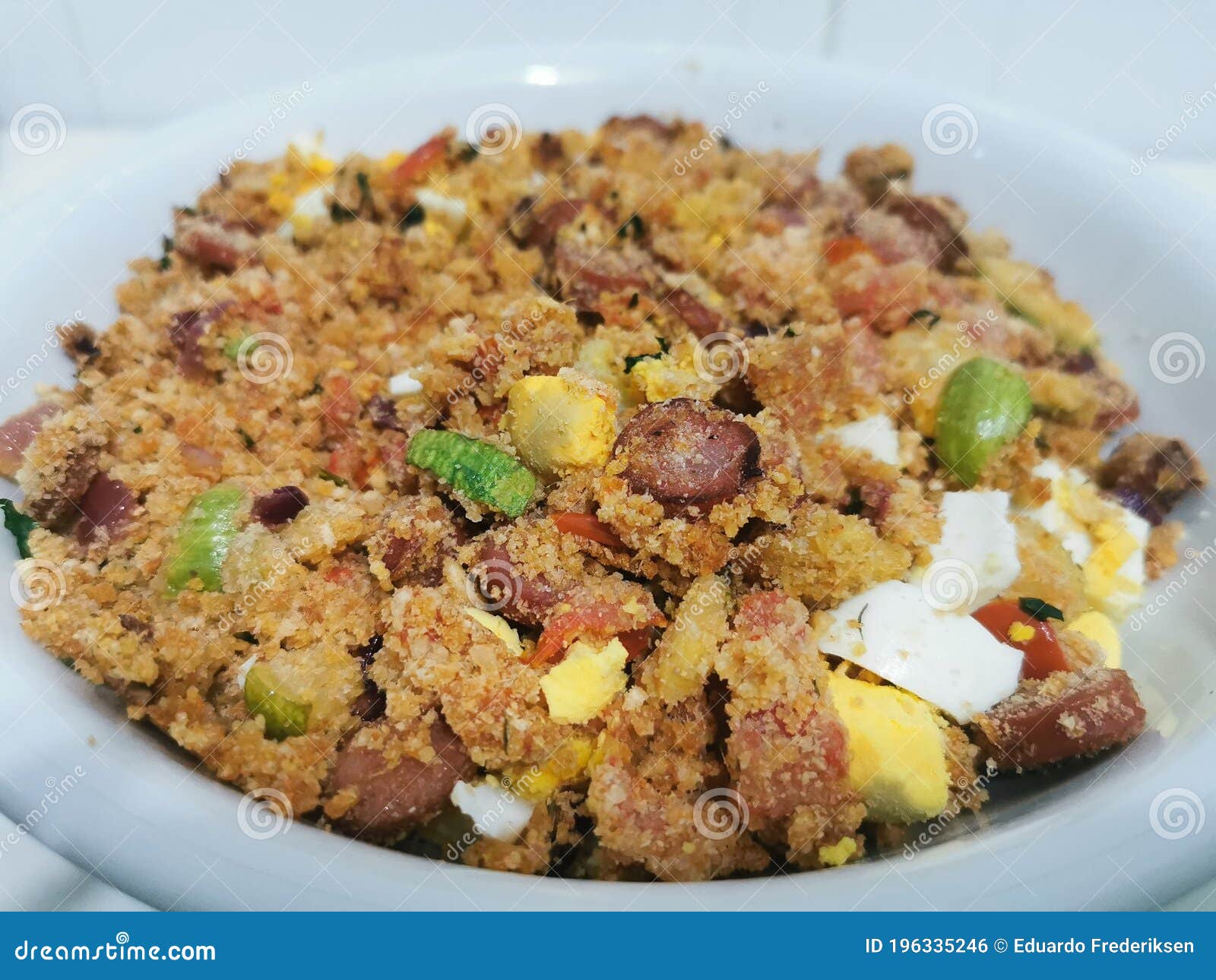 Close of Brazilian Colored Farofa Stock Photo - Image of butter ...