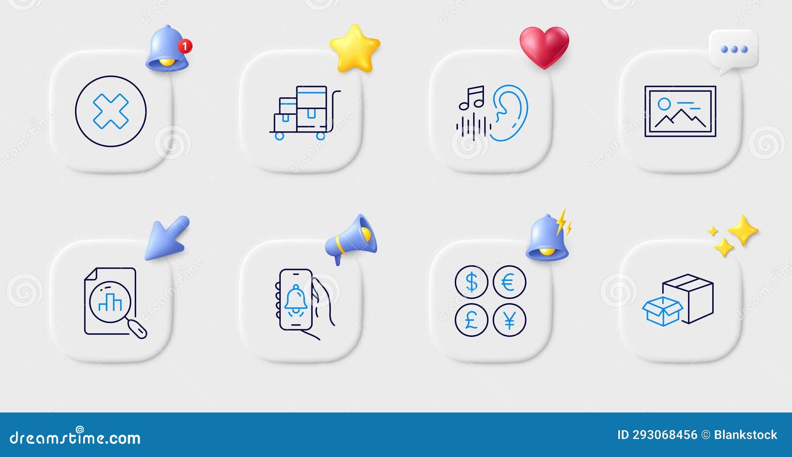 Close Button, Inventory Cart and Packing Boxes Line Icons. for Web App ...