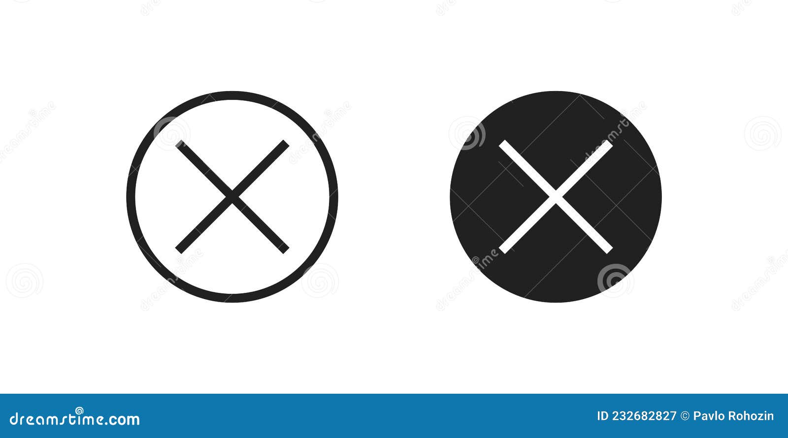 Close Button Sign Mark. Cross Icon Set, X Web Symbol Circle Concept in ...