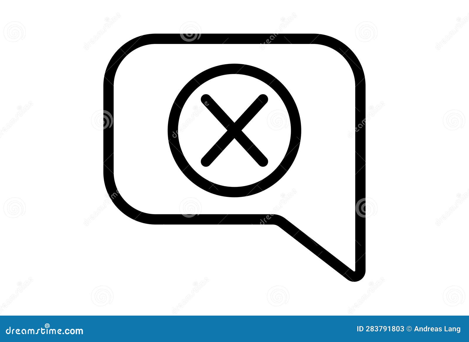 Close Chat Line Icon Error App Symbol Black X Web Sign Stock ...