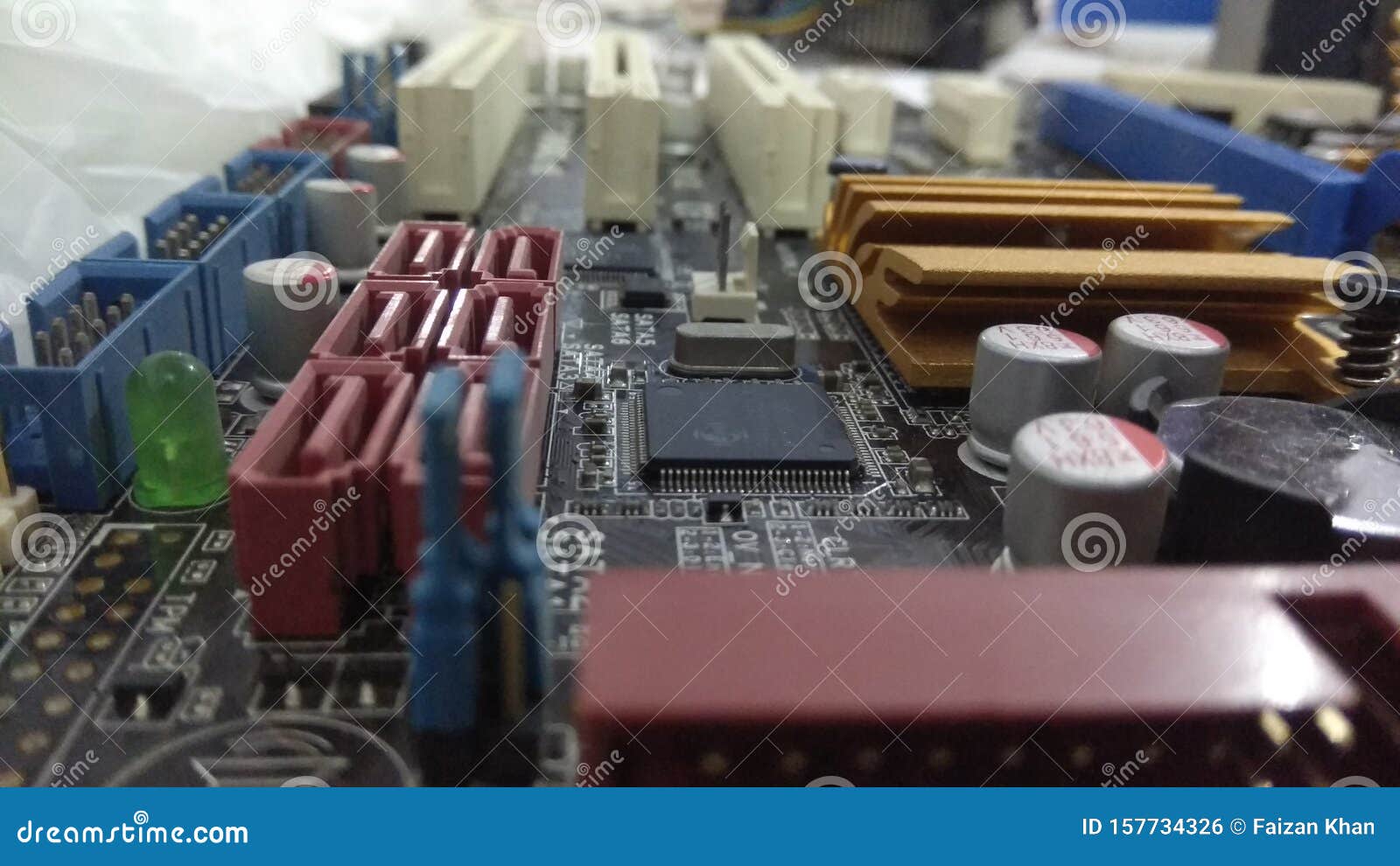 Motherboard Components And Circuits With Neon Lights Stock Image ...