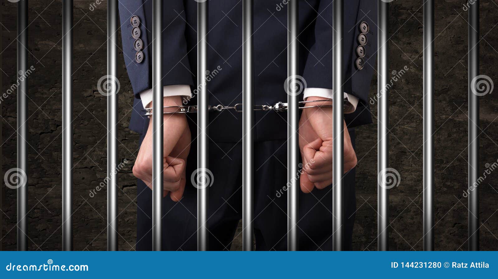 Close Handcuffed Man in Jail Stock Illustration - Illustration of ...