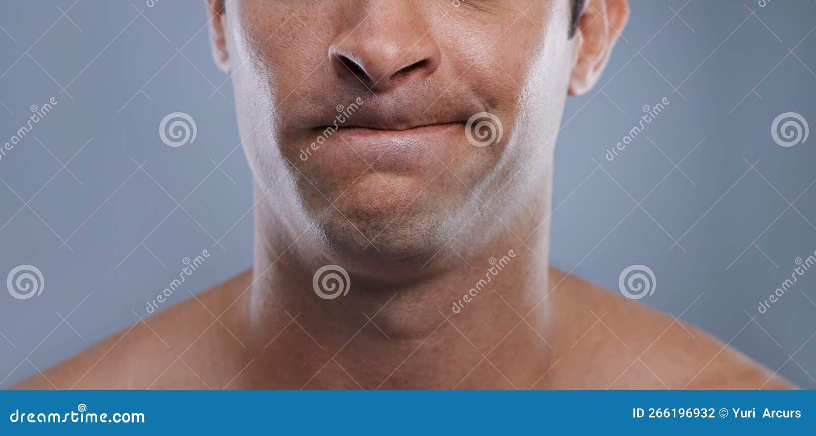 So Close...Cropped Studio Shot of the Lower Half of a Young Mans Face ...