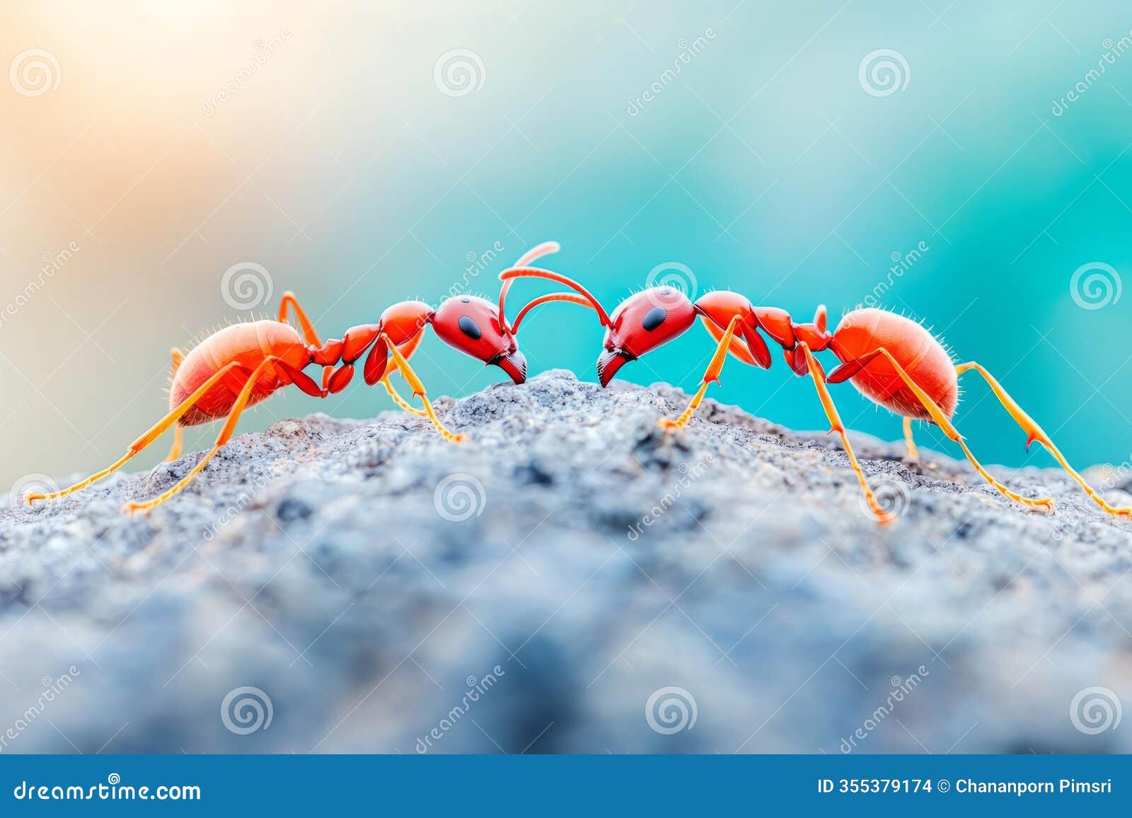 Close Encounter of Two Ants on a Textured Rock Surface Under Natural ...