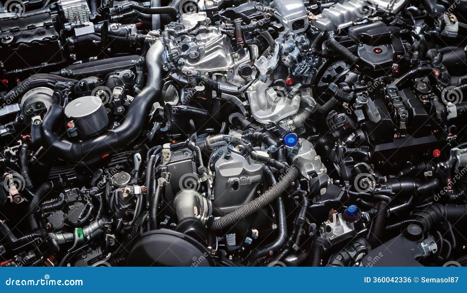 Exploring Intricate Details of a Modern Car Engine Assembly with ...