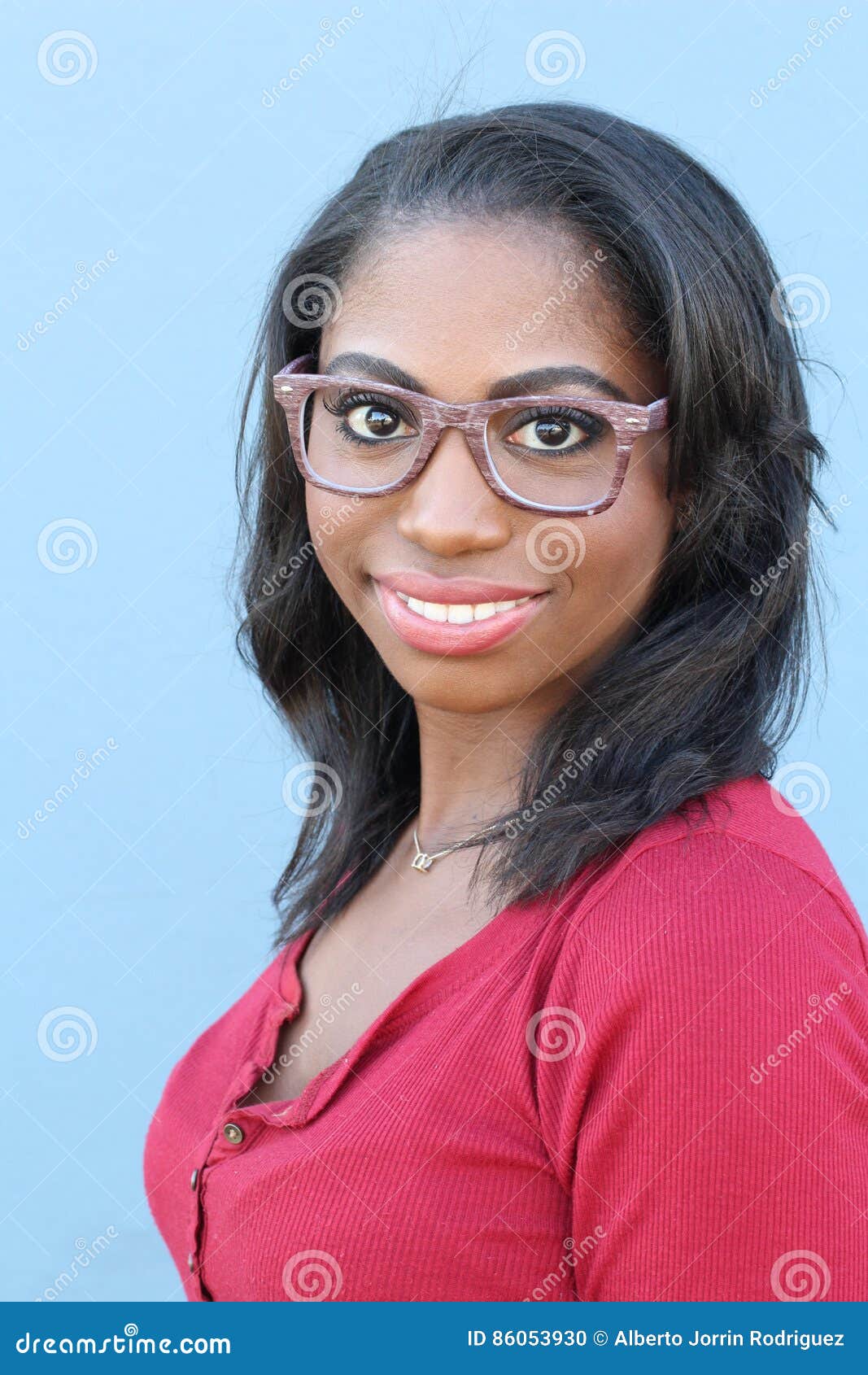 Close Face of African Female with Glasses Stock Photo - Image of ...