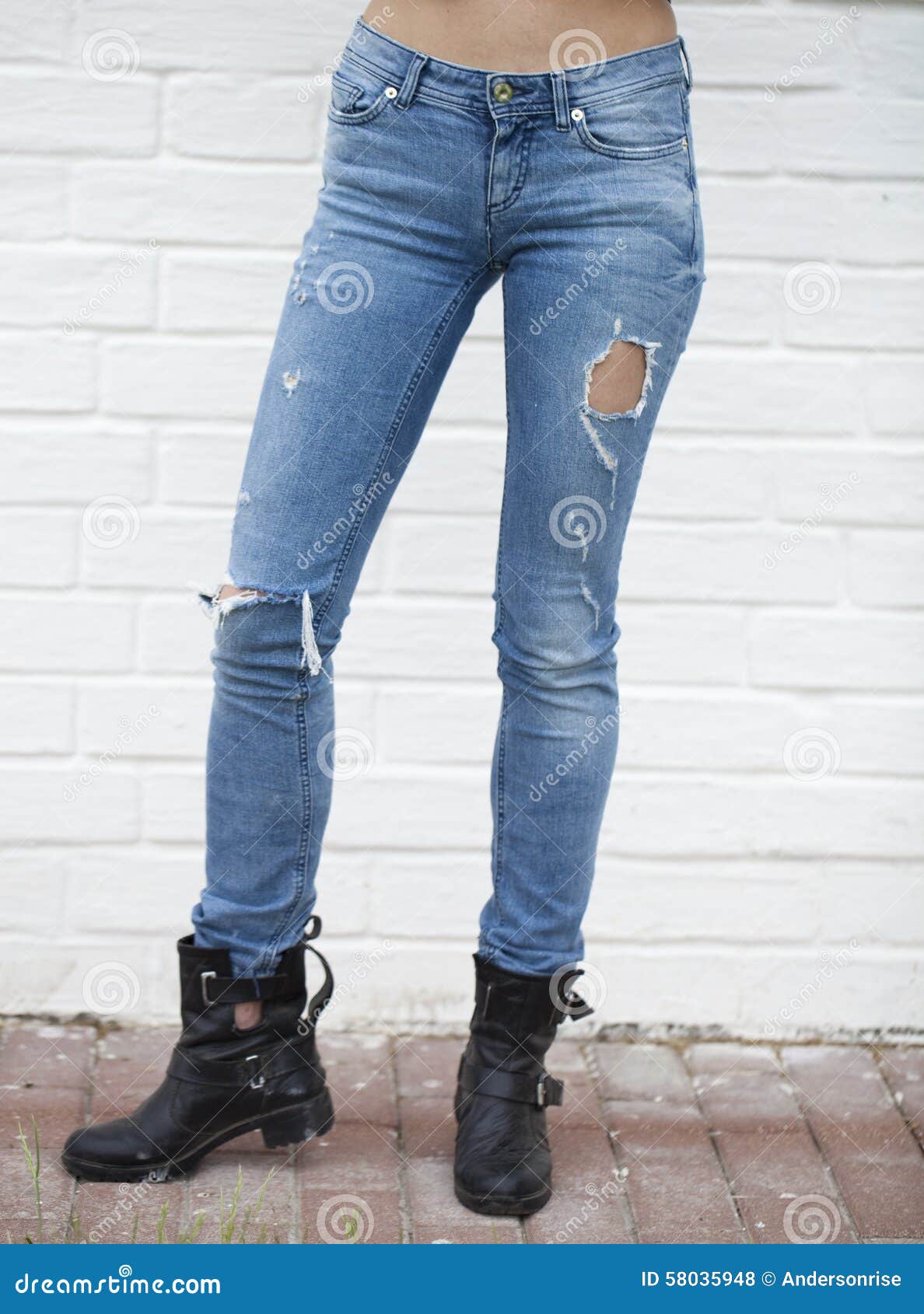 Close female blue jeans stock photo. Image of beauty - 58035948