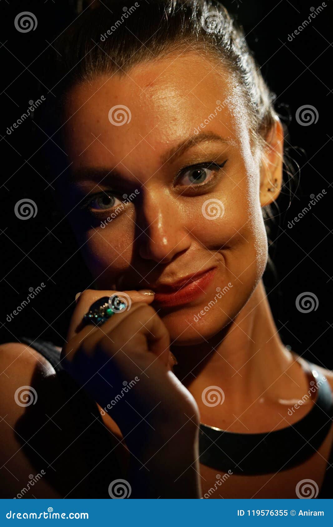 Close Face Portrait by Night Stock Image - Image of evening, people ...
