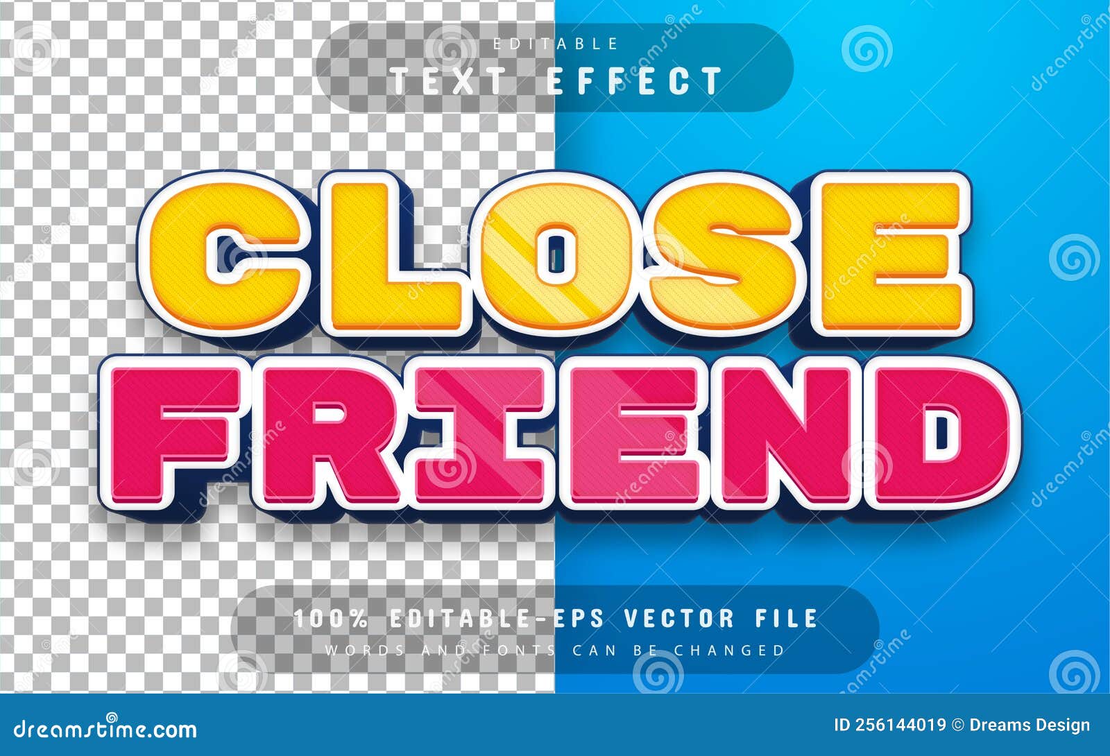 Close Friend Cartoon Style Text Effect Stock Vector - Illustration of ...