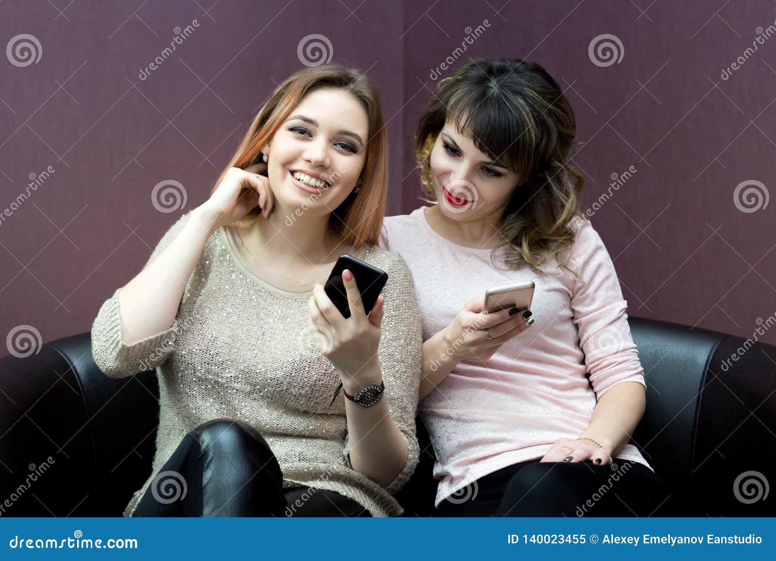 Close Friends Sit on the Couch Talking Stock Image - Image of years ...