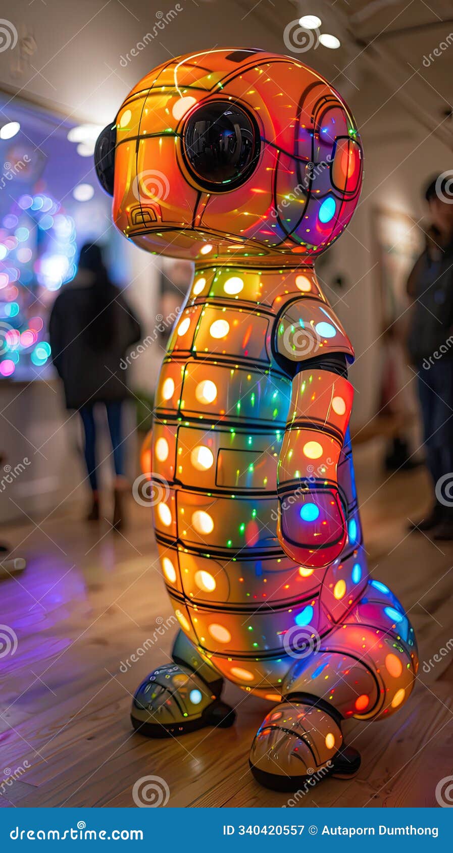 A Close, Front-facing View of a Whimsical Robotic Inchworm, Engaging in ...