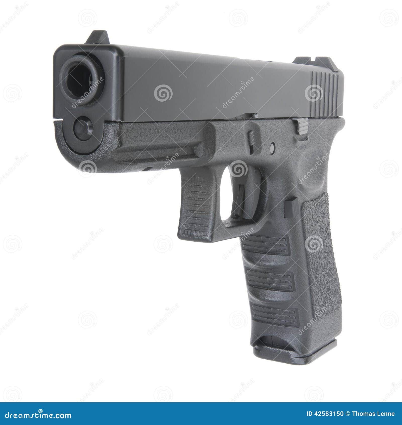 Close Front View Of Handgun Stock Photo - Image: 42583150