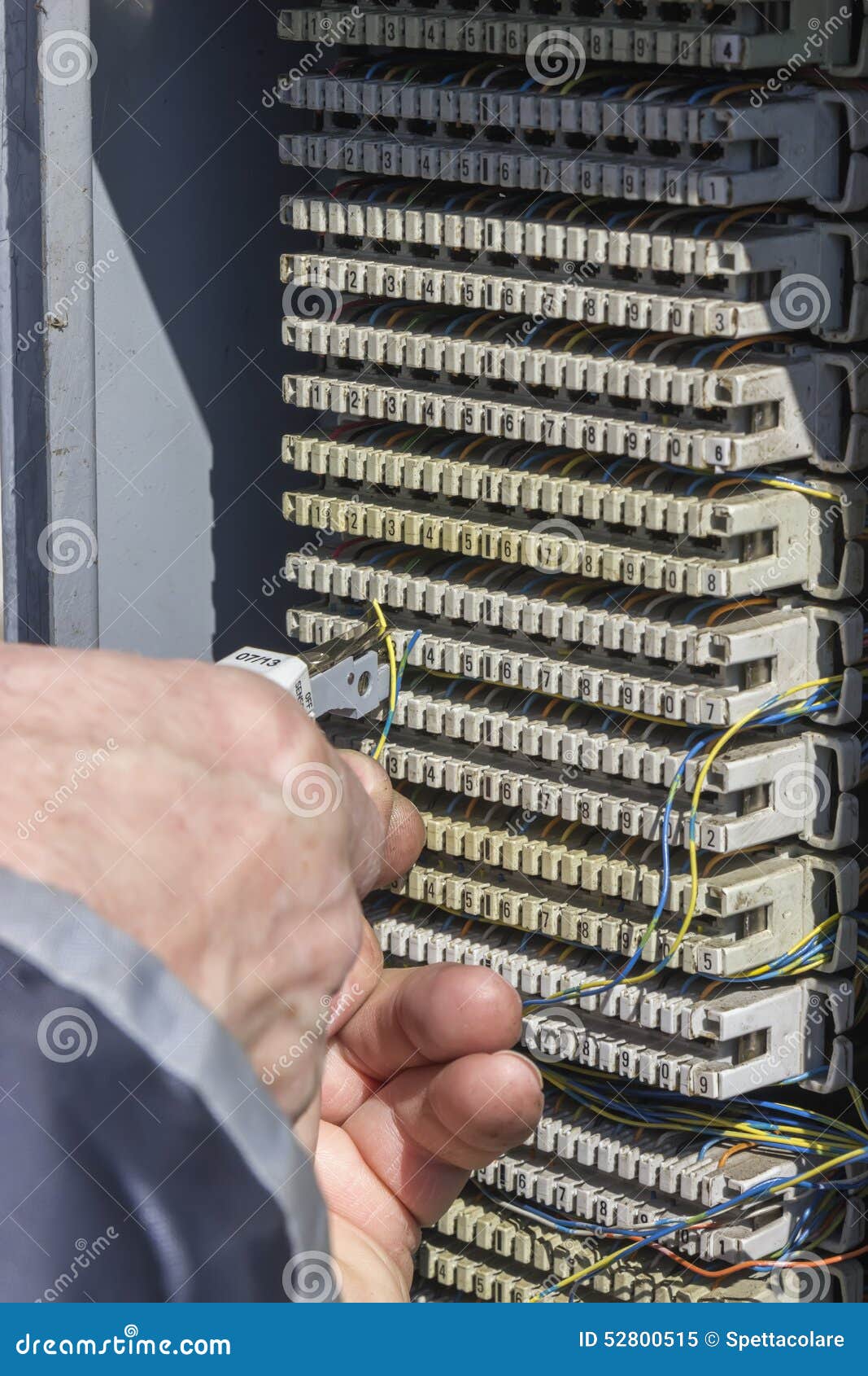 Close of Hand Punching Down Circuit Panel 2 Stock Image - Image of ...