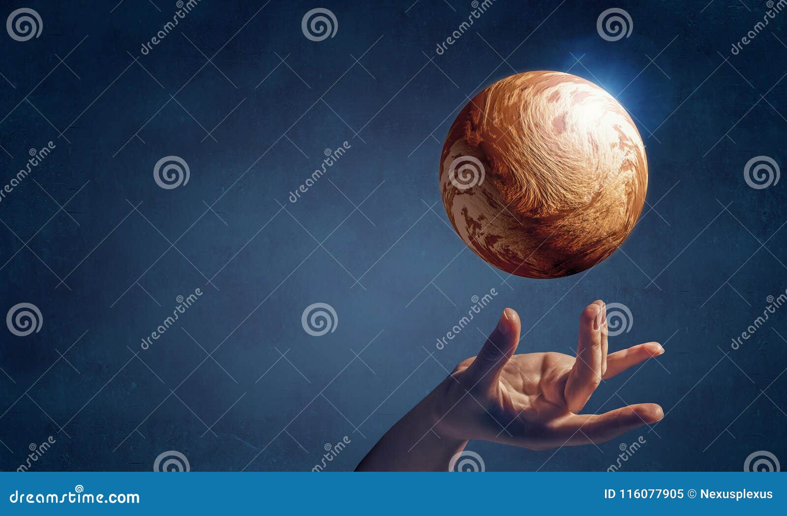Venus planet in hand stock image. Image of human, space - 116077905