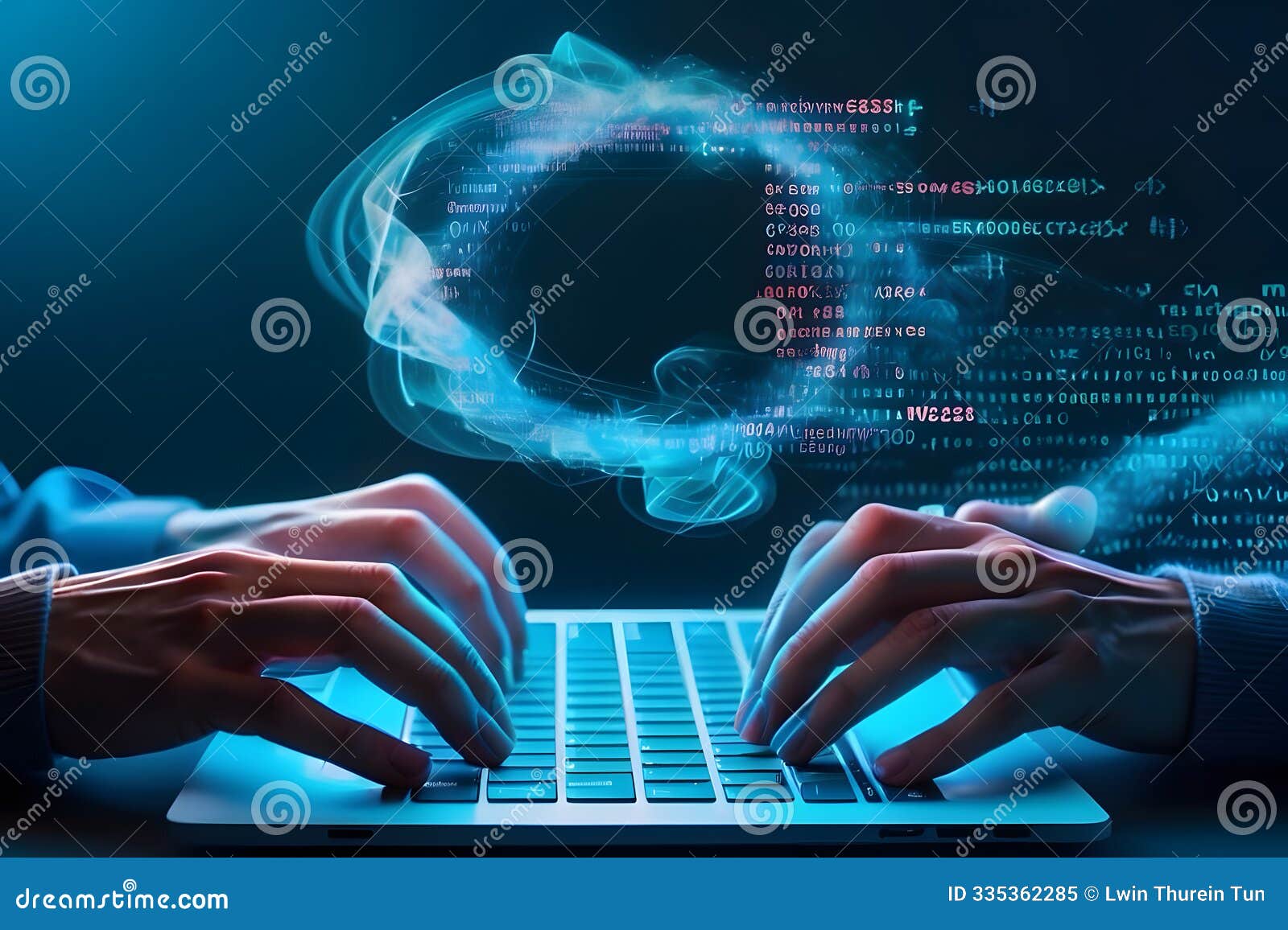 Close Hand View with Digital Coding with Database Stock Illustration ... Close Hand View with Digital Coding with Database Stock Illustration ...