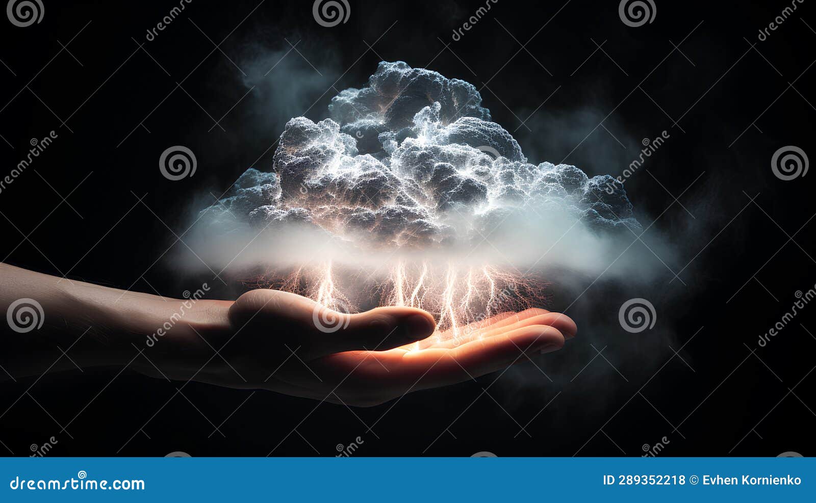 Close of Hands Holding Lightning Stock Illustration - Illustration of ...