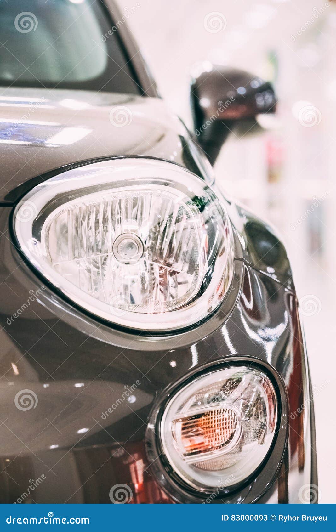 Close Headlight of New Car stock image. Image of design - 83000093