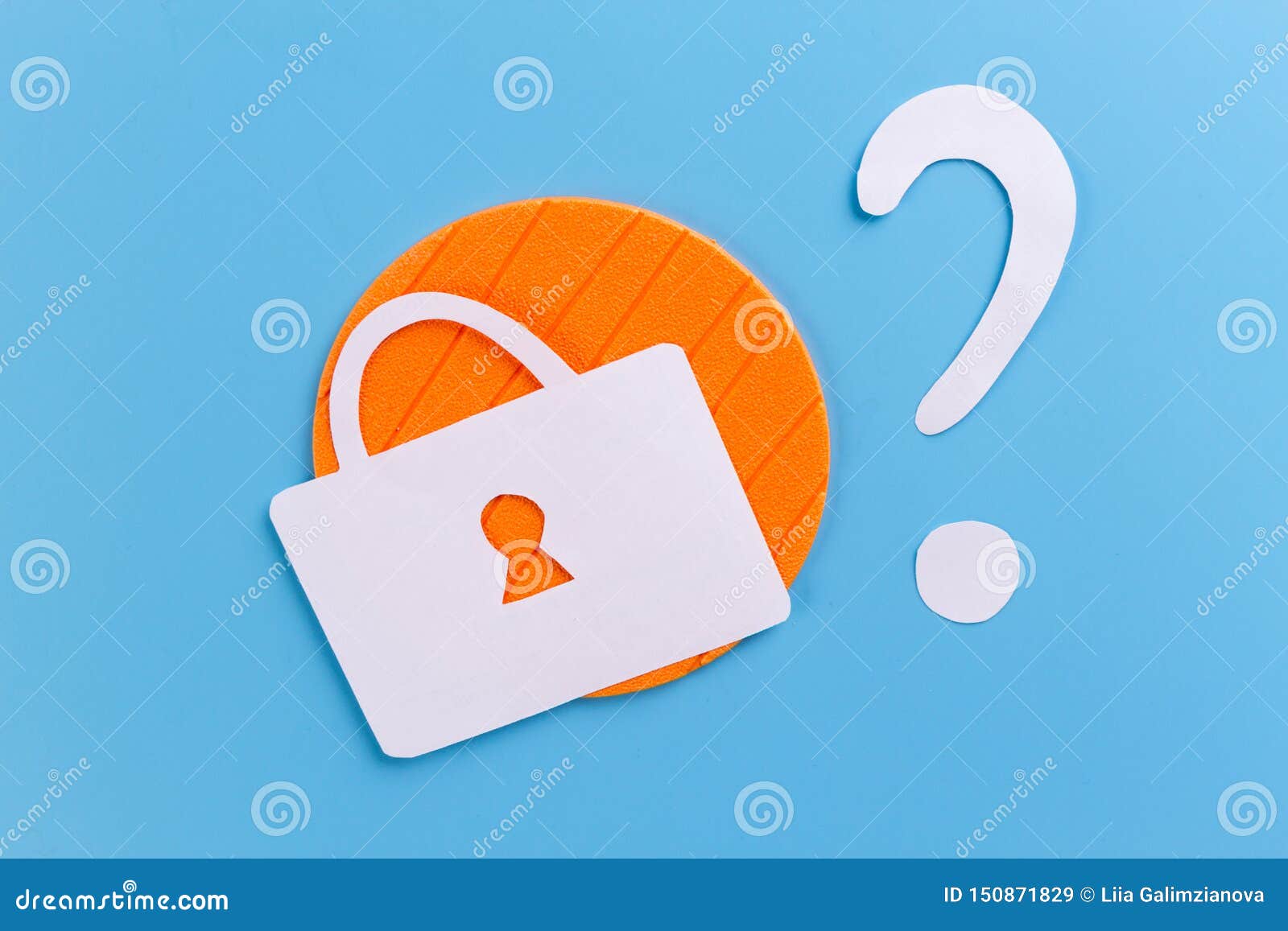 Close Lock Icon with Question Mark Stock Image - Image of protection ...