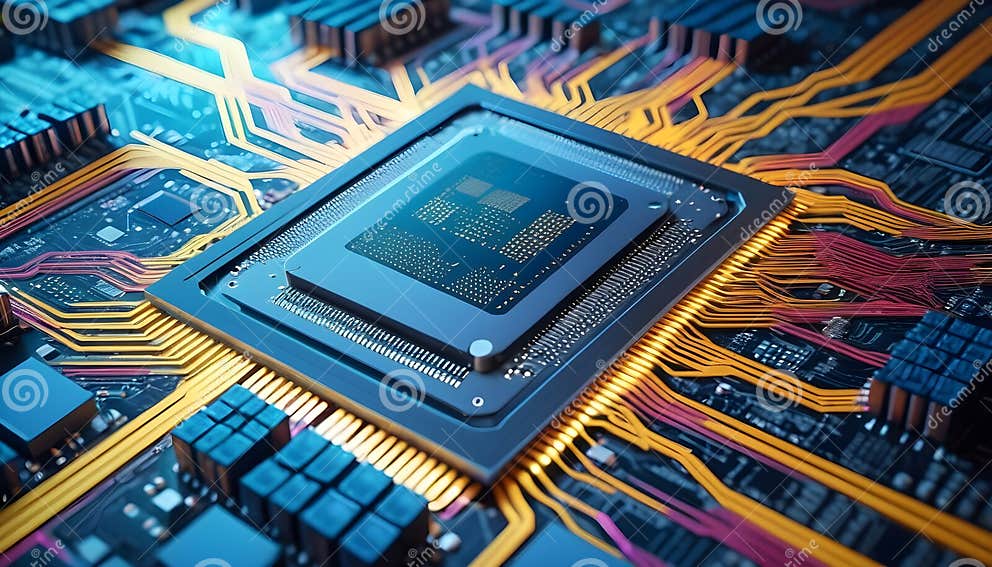 A Close Look at a Computer Cpu. Stock Illustration - Illustration of ...