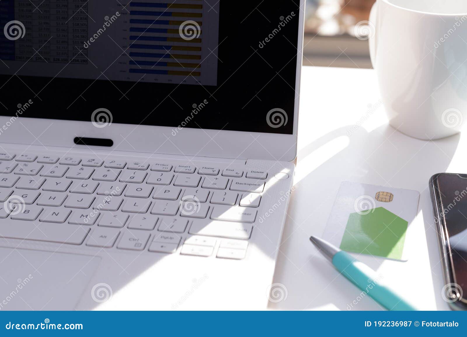 Remote Working with Smart Card Stock Image - Image of notebook, mouse ...