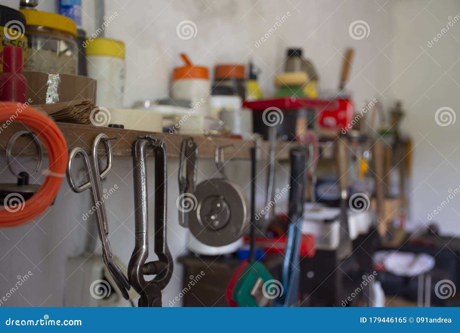 Close Look at the Tools and Equipments in the Workshop Stock Image ...