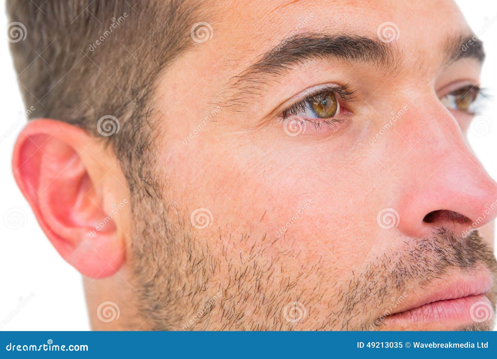 Close Man Looking on the Side Stock Image - Image of inquiring ...