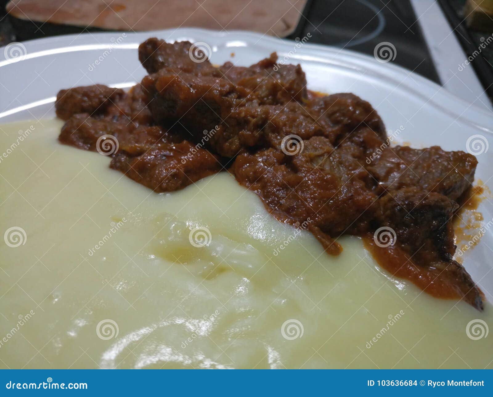 Beef Stew with Potato Puree Stock Photo - Image of meal, plate: 103636684