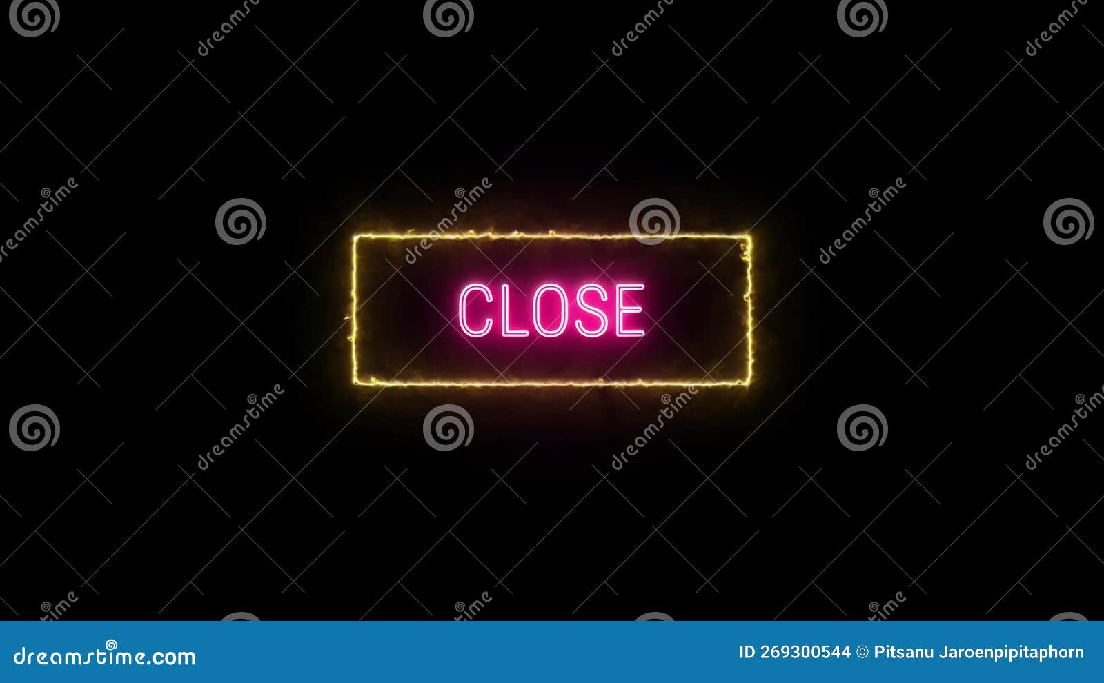 Close Neon Pink Fluorescent Text Animation Yellow Electric Frame Black ...