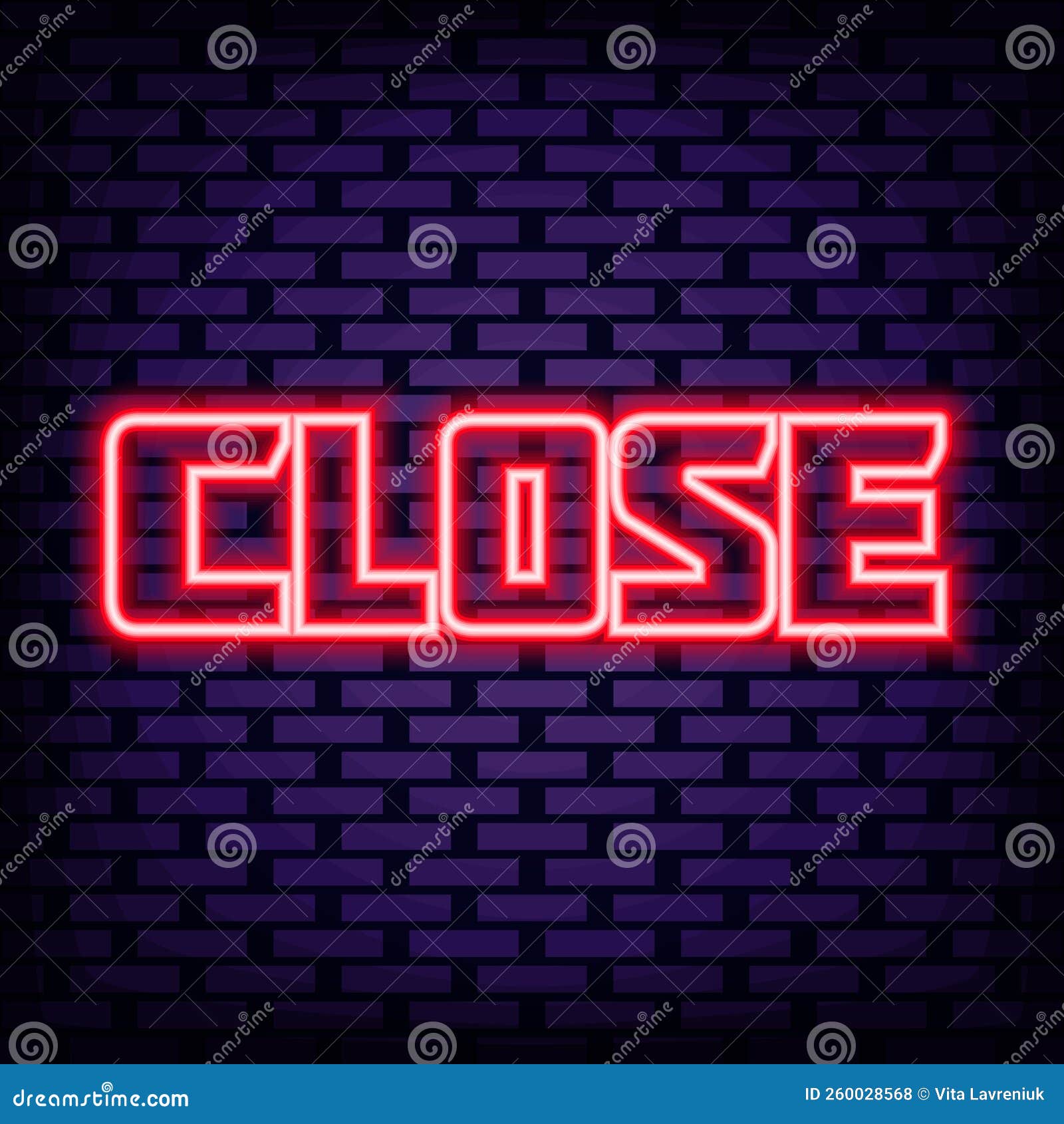 Close Neon Signboards. Neon Script. Light Art Stock Vector ...