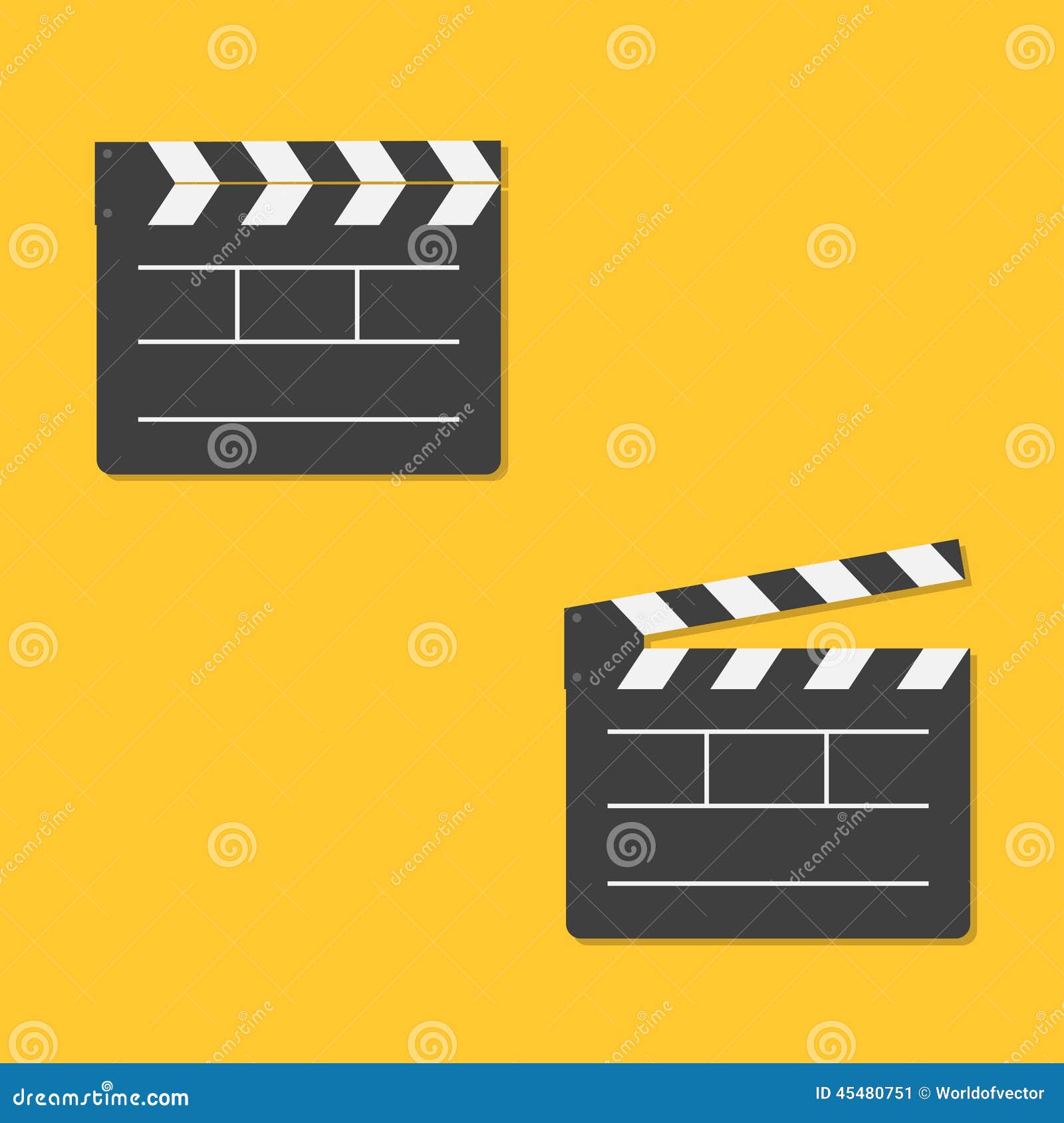 Close and Open Movie Clapper Board Template Icon. Flat Design Style ...