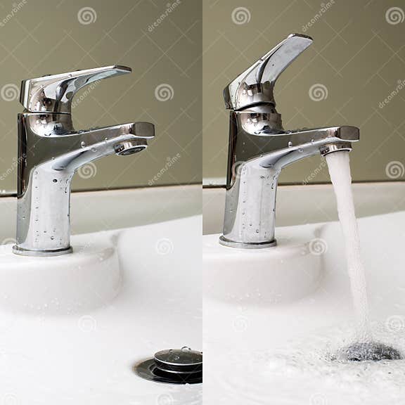 Close & open water tap stock photo. Image of dash - 196329774