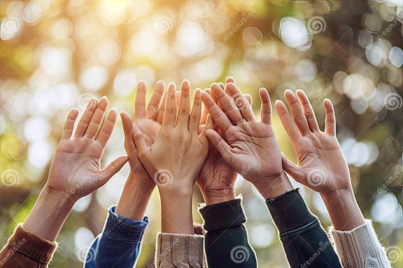 Close Perspective of Hands Coming Together. AI Generated Stock ...