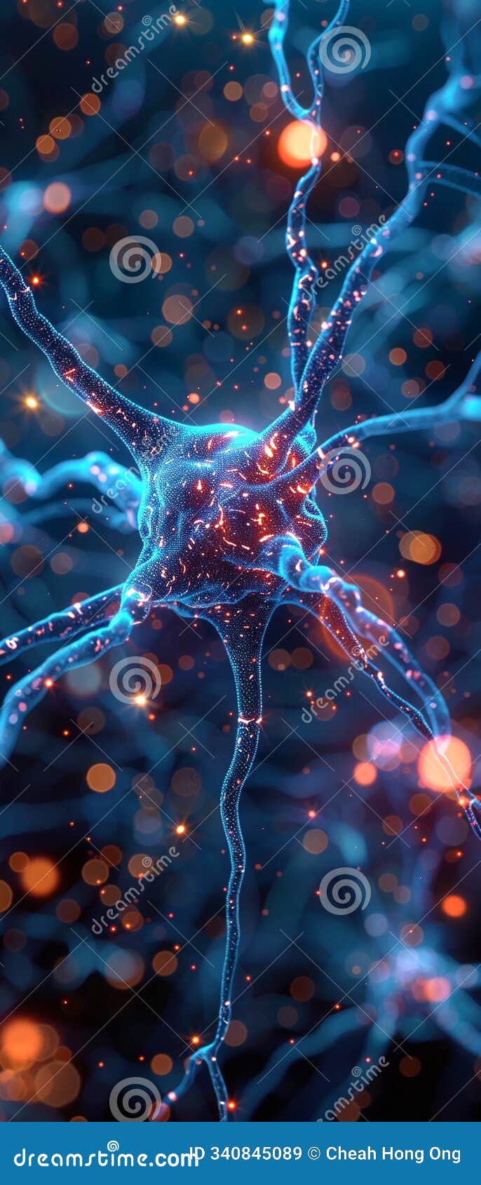 Close Perspective of a Neuron Interface Device Attaching To the Neural ...