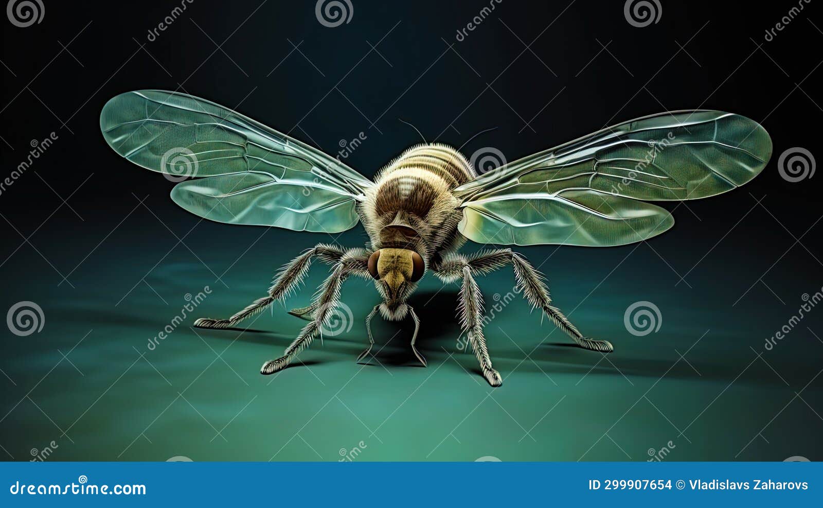 A Close Plan of a Fluffy Insect with Transparent Wings Stock ...