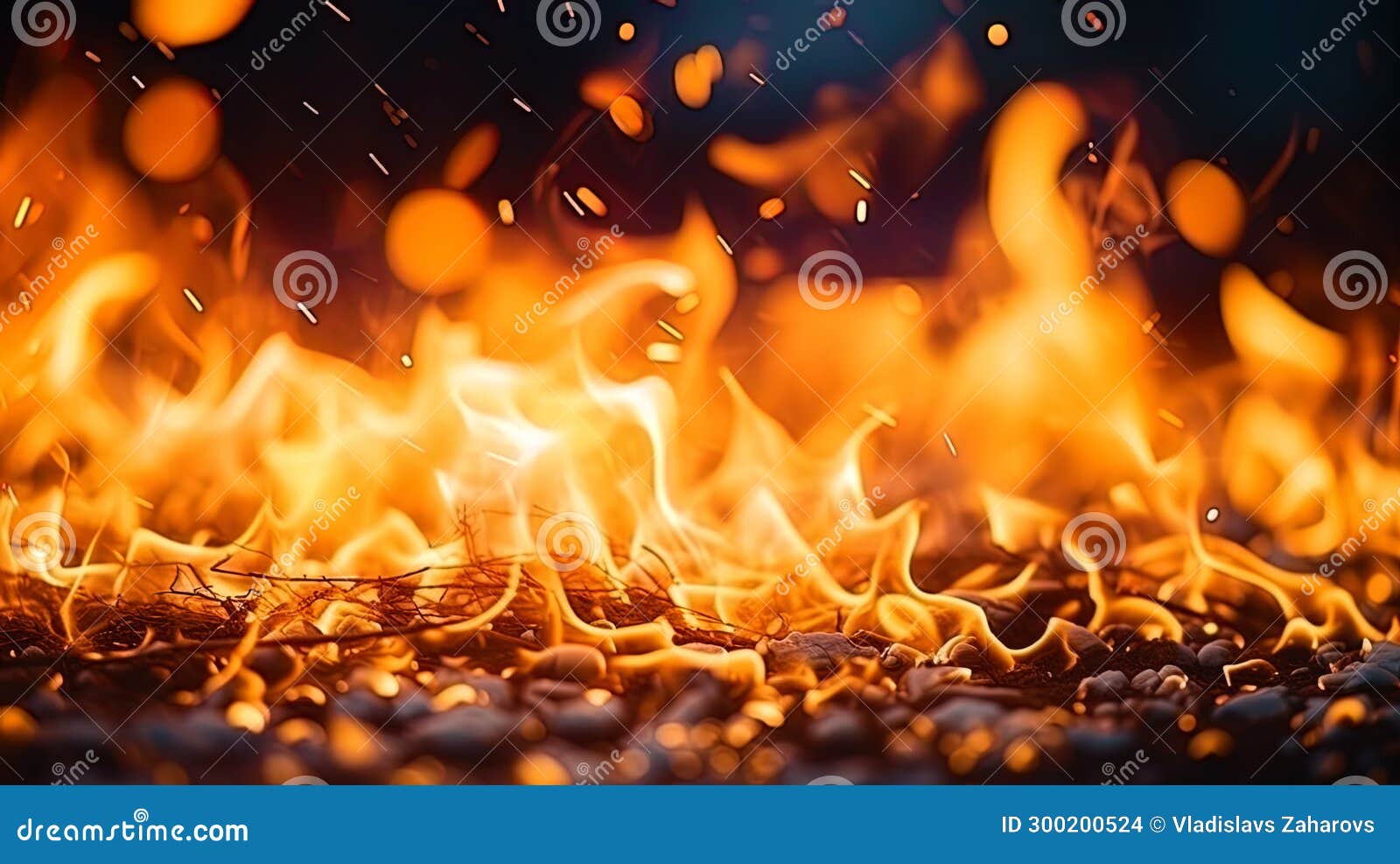 A Close Plan of the Texture of Fire Sparks with Bright Burning Stock ...