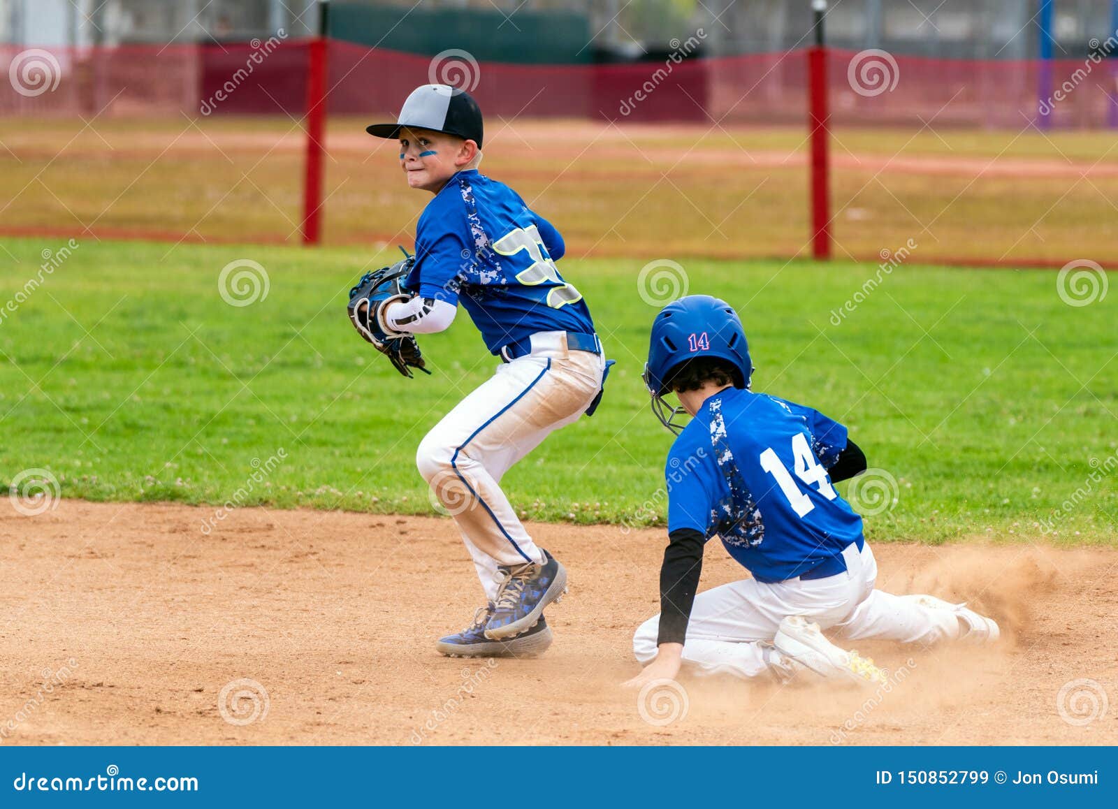 Close play at second base stock image. Image of child - 150852799
