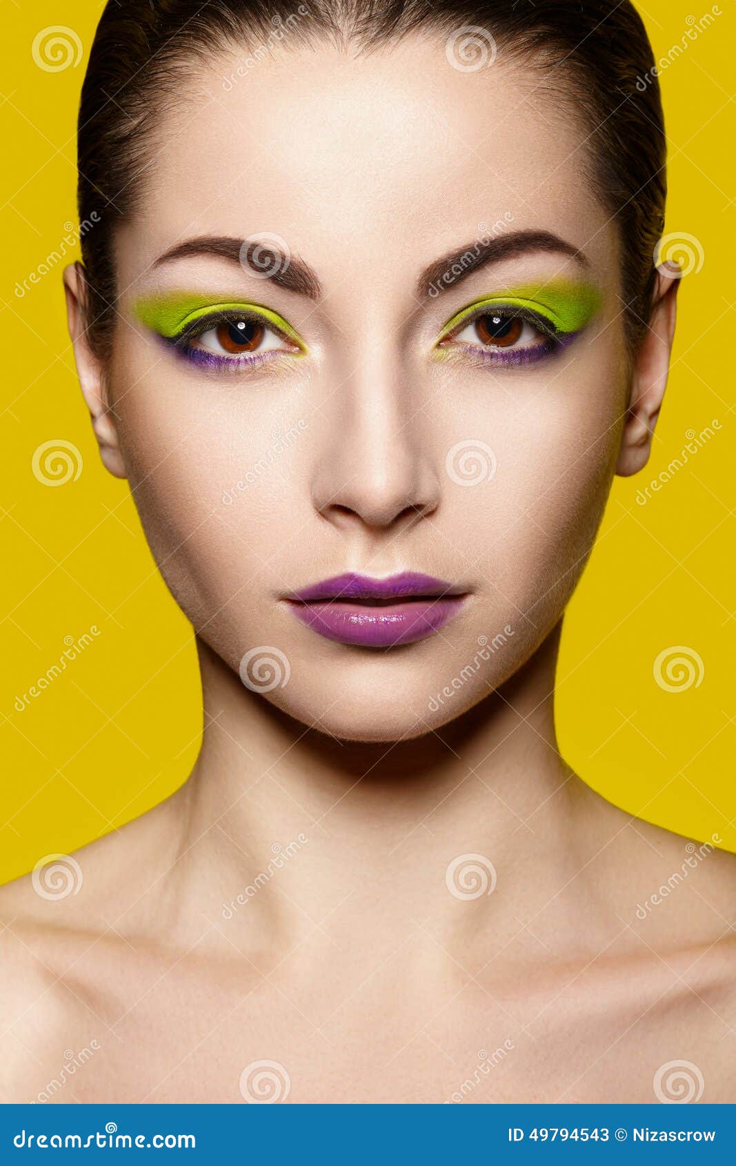 Close Portrait with Bright Makeup Stock Image - Image of professional ...