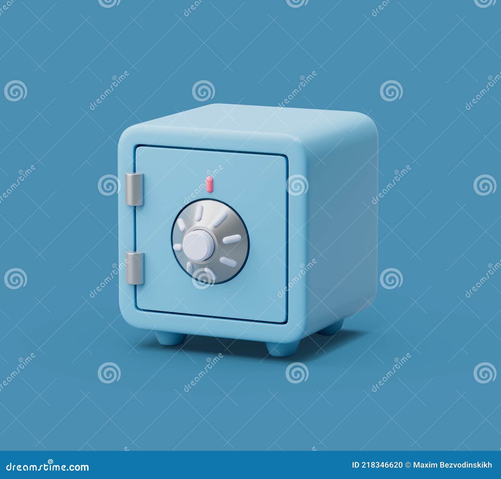 Close Safe Box Front View on Blue Pastel Background with Soft Shadows ...