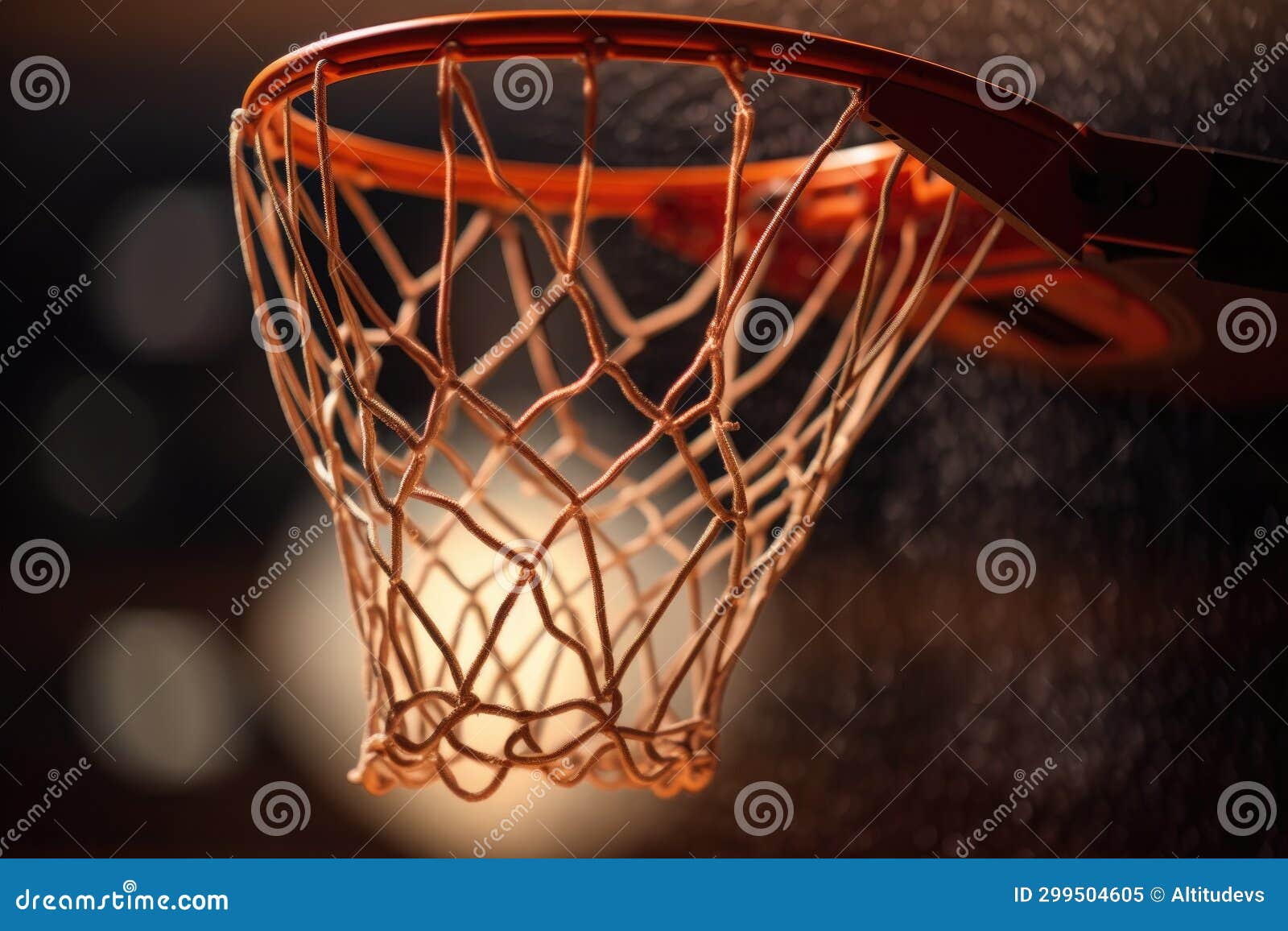 A Close Shot of a Basketball Net with the Ball Going through it Stock ...