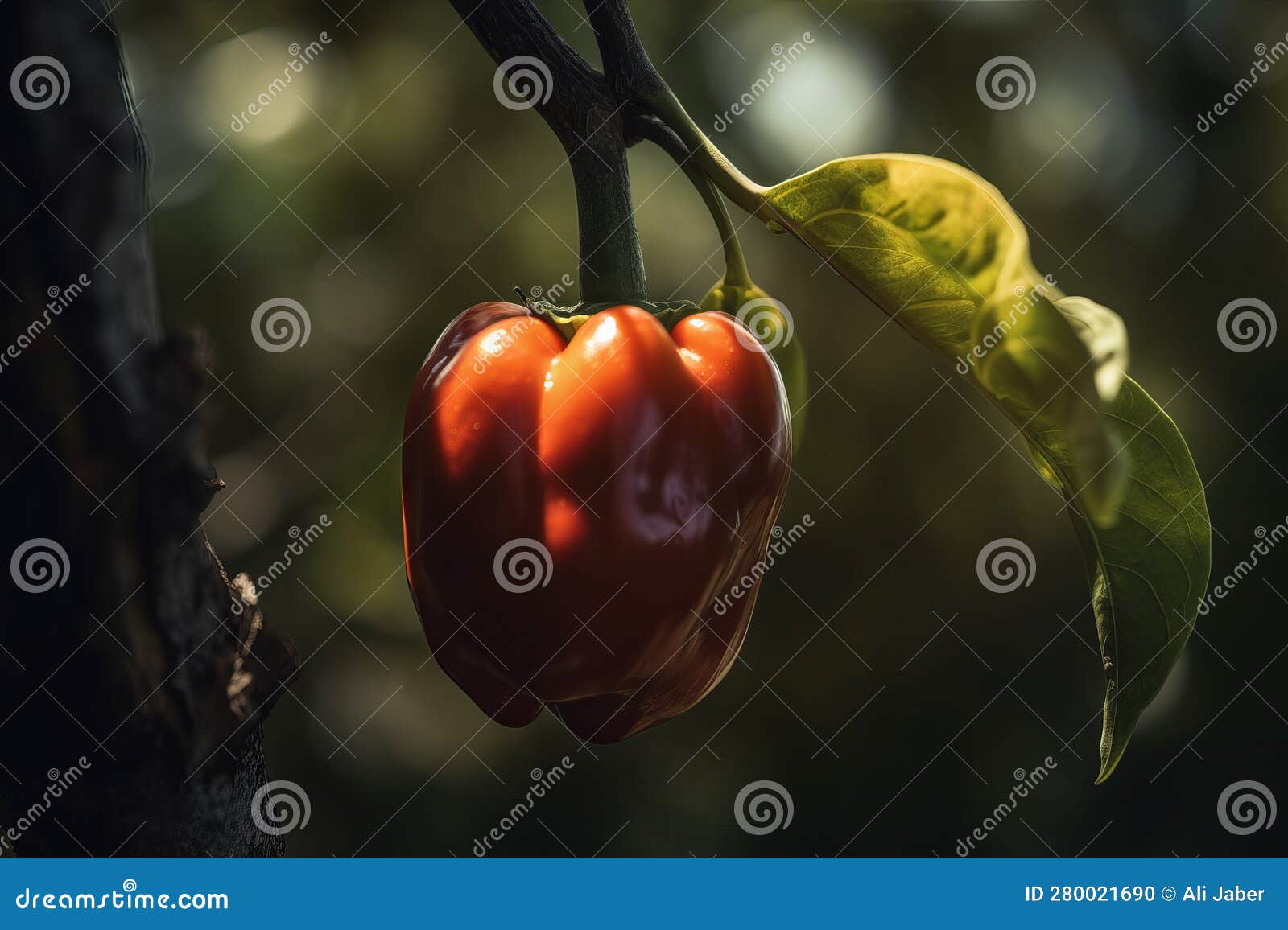 A Close Shot of a Capsicum on a Tree Ai Generative Illustration Stock ...