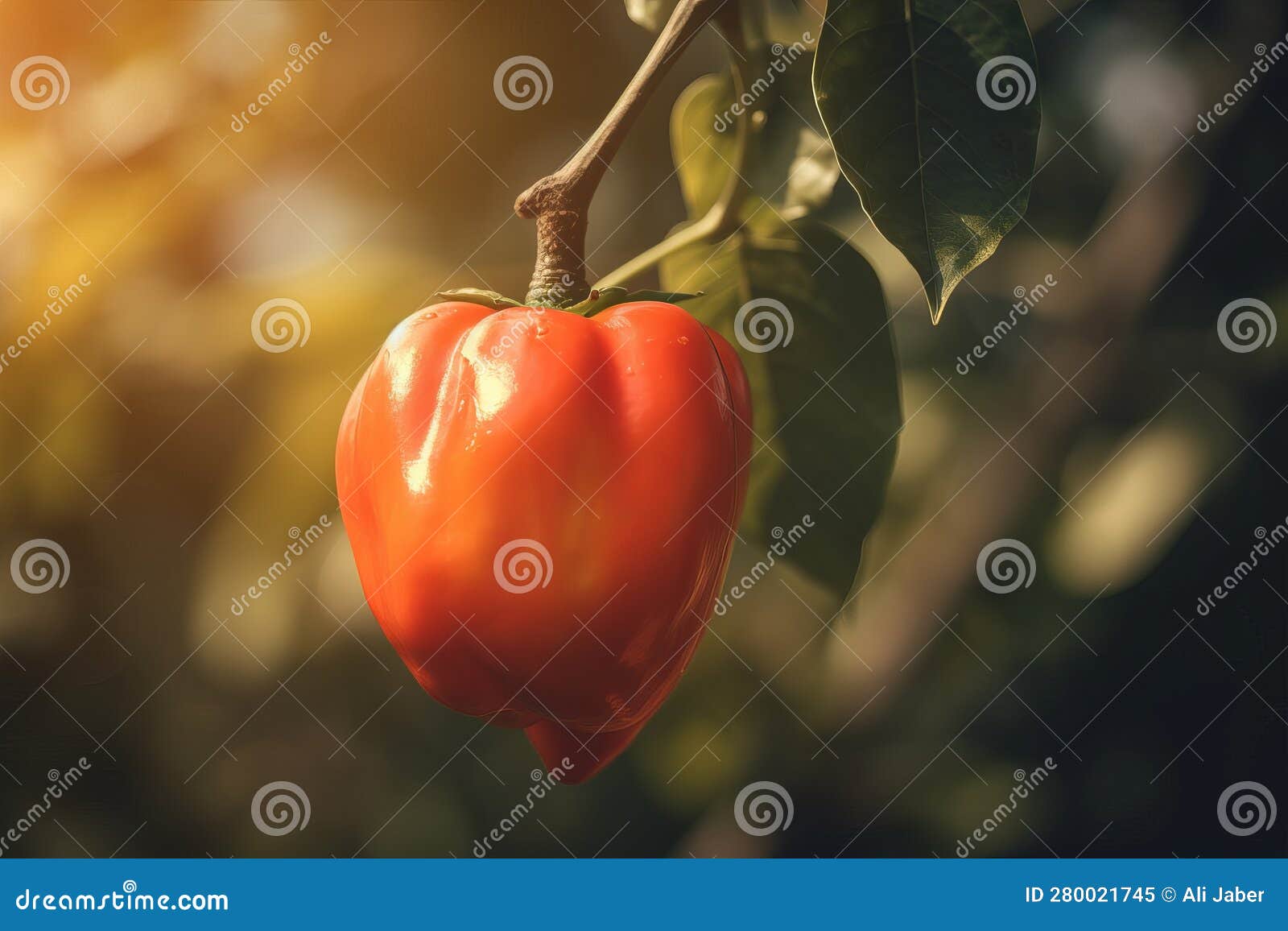 A Close Shot of a Capsicum on a Tree Ai Generative Illustration Stock ...