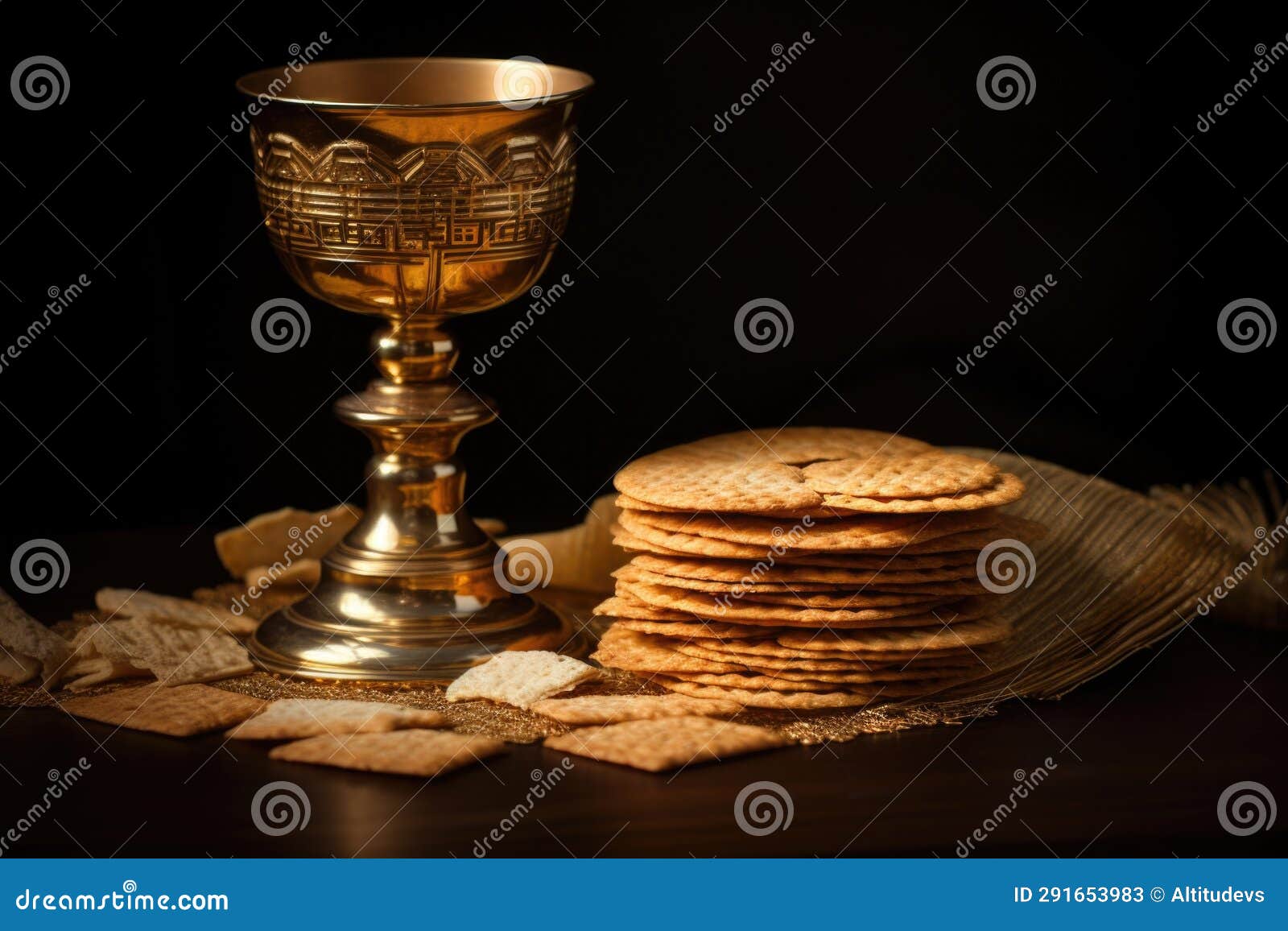 A Close Shot of a Chalice and Wafers Prepared for Communion Stock Image ...