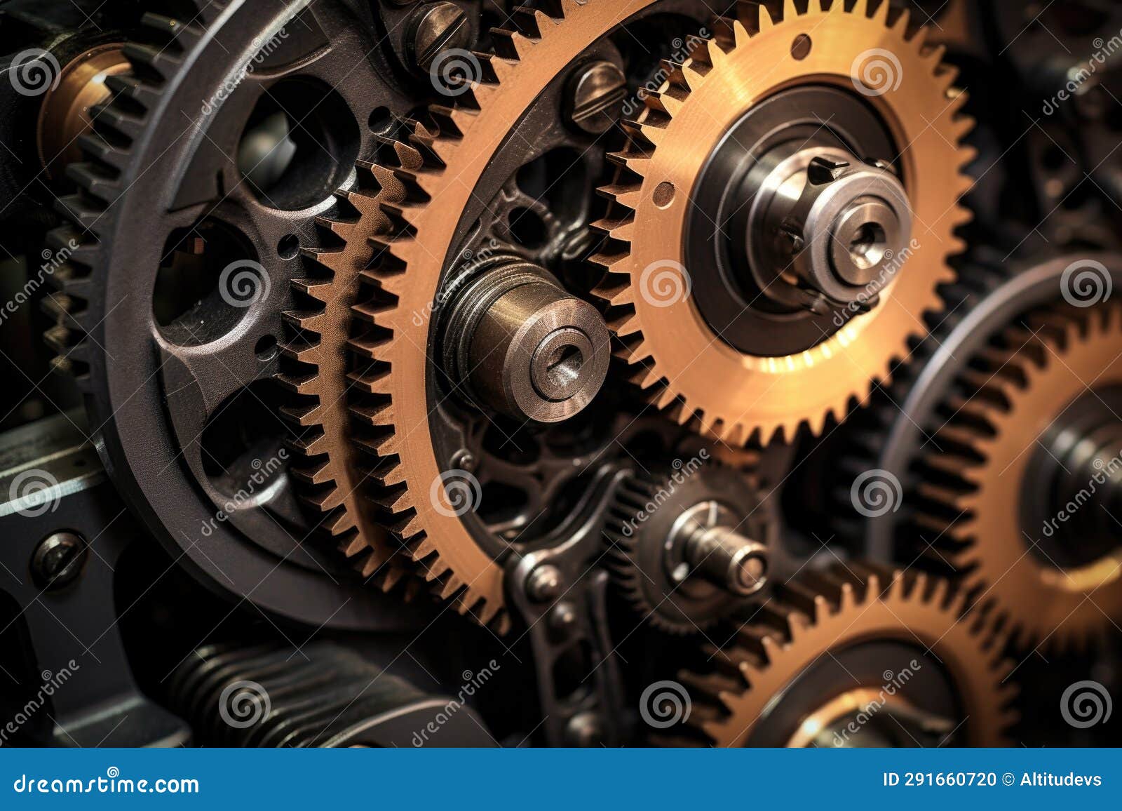 A Close Shot of Gears Interconnected in a Machine Stock Photo - Image ...