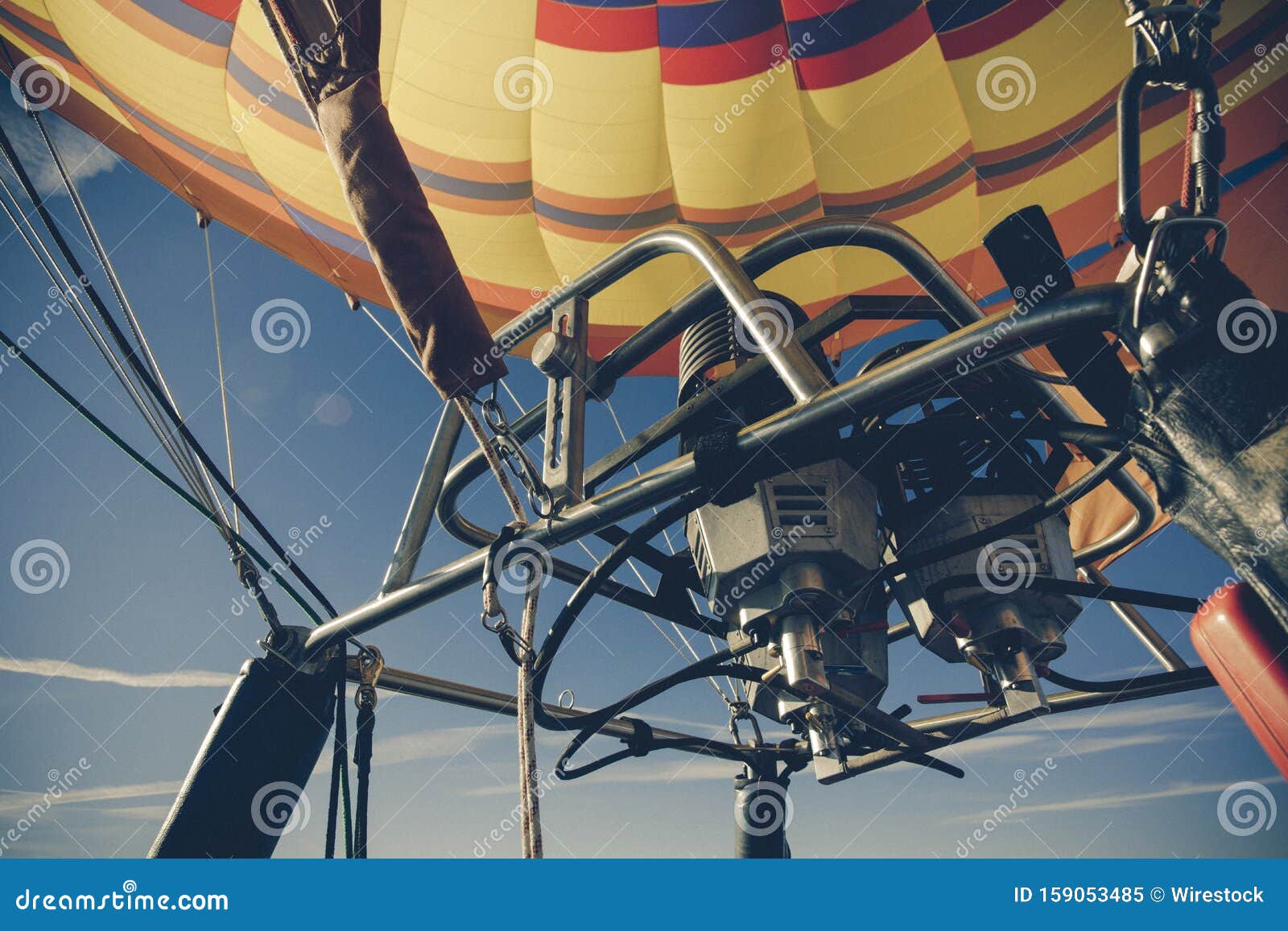 Close Shot of a Hot Air Balloon Engine with a Clear Sky in the ...