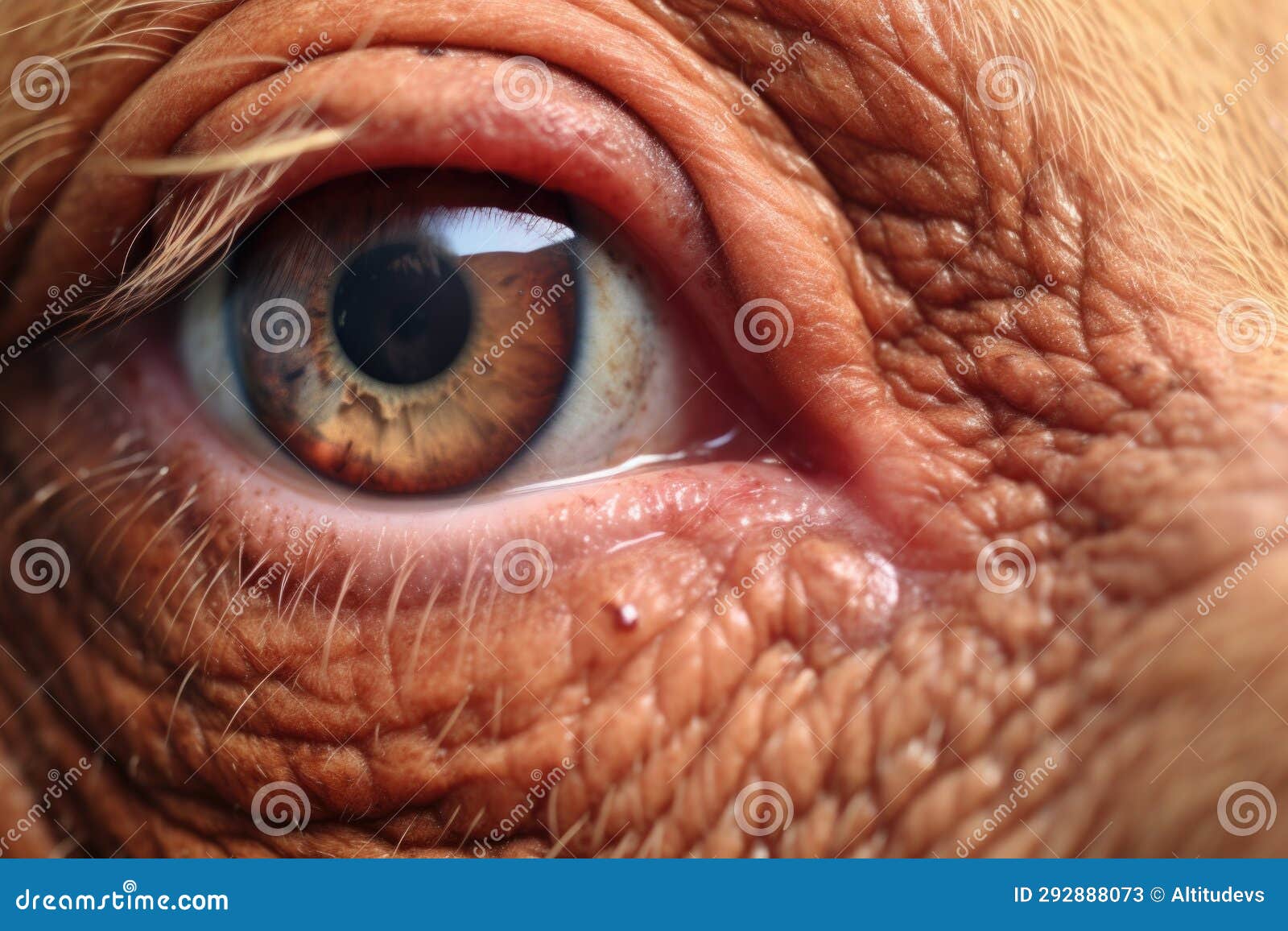 Close Shot of a Pigs Inflamed Eye Stock Image - Image of infection ...